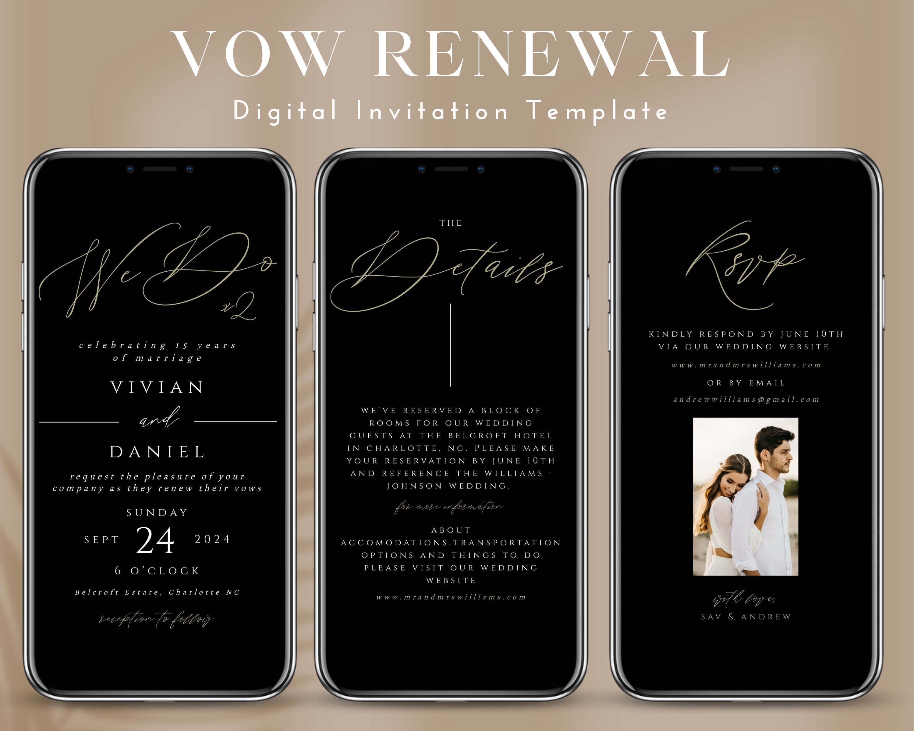 Elegant Vow Renewal Invitation Template: Minimalist Design (digital ...