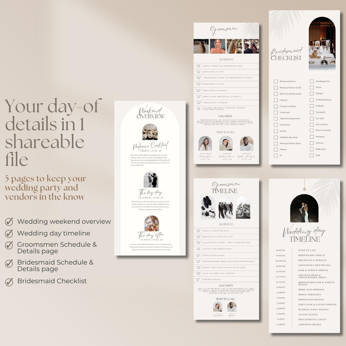 Digital Wedding Timeline Template Wedding Weekend Timeline - Etsy