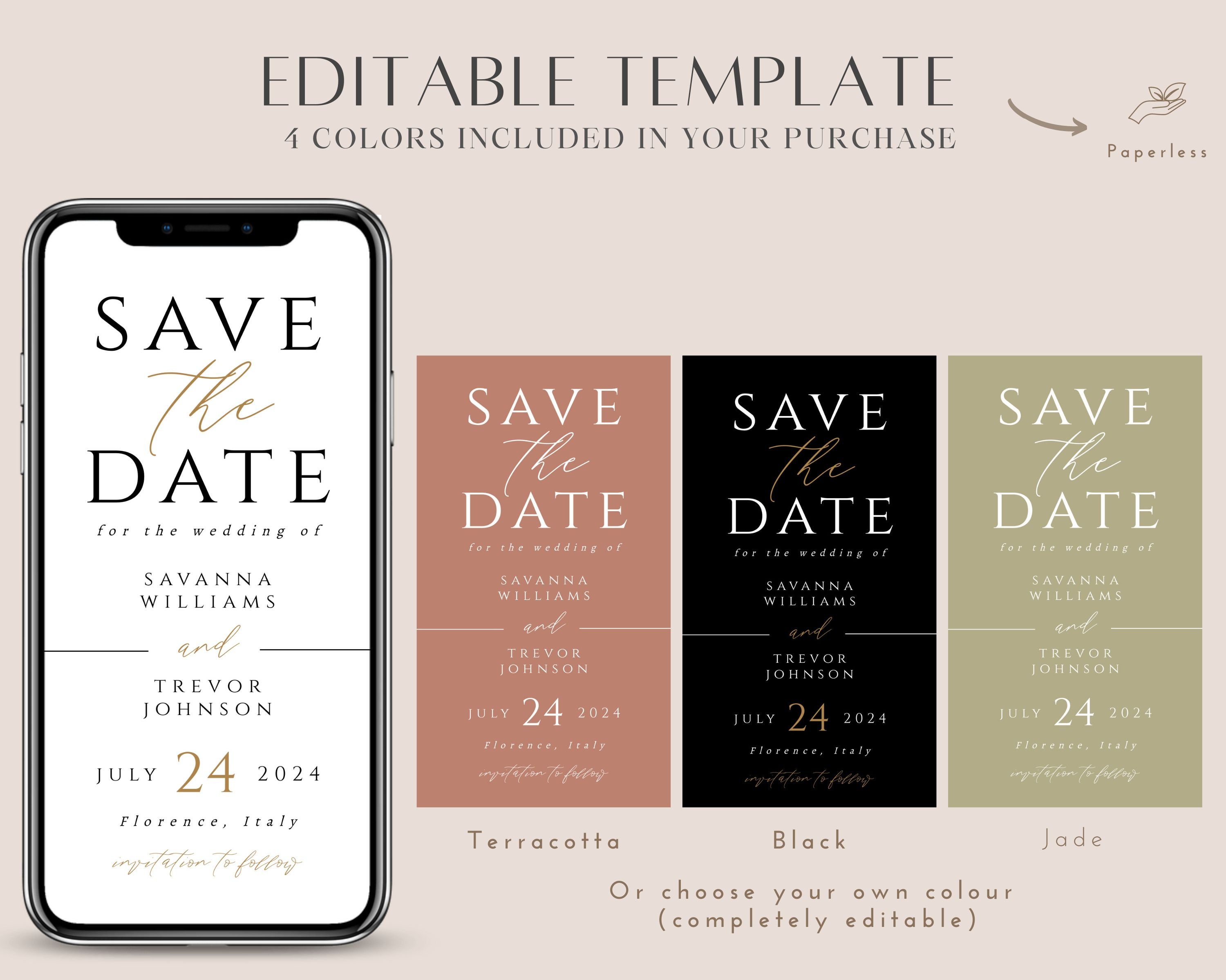 Electronic Save the Date Template Modern Save the Date - Etsy