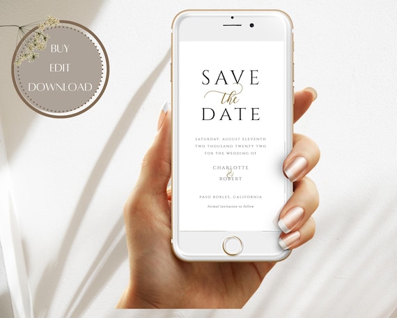 Electronic Save the Date Template Modern Save the Date - Etsy