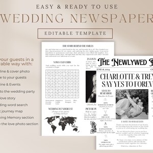 Wedding Newspaper Program Template, Editable Wedding Infographic ...