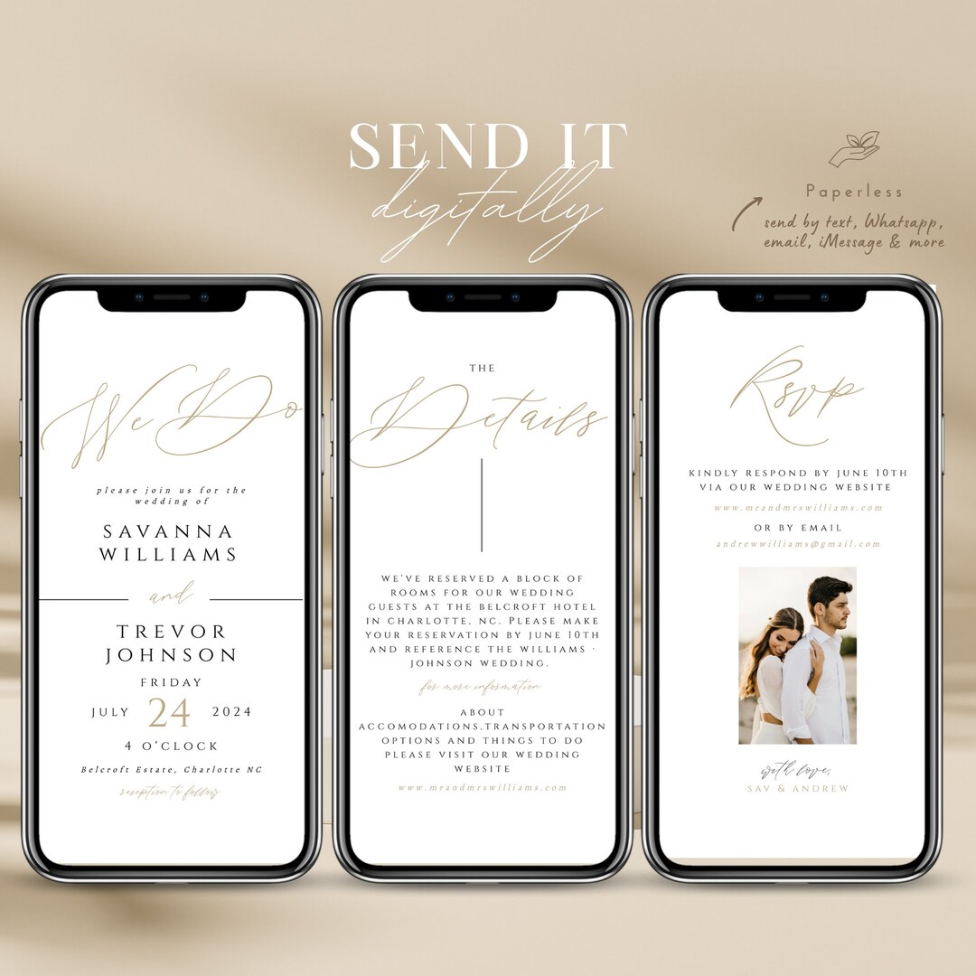 Digital Wedding Invitation: Electronic Evite Template (1080x1920 Px) - Etsy