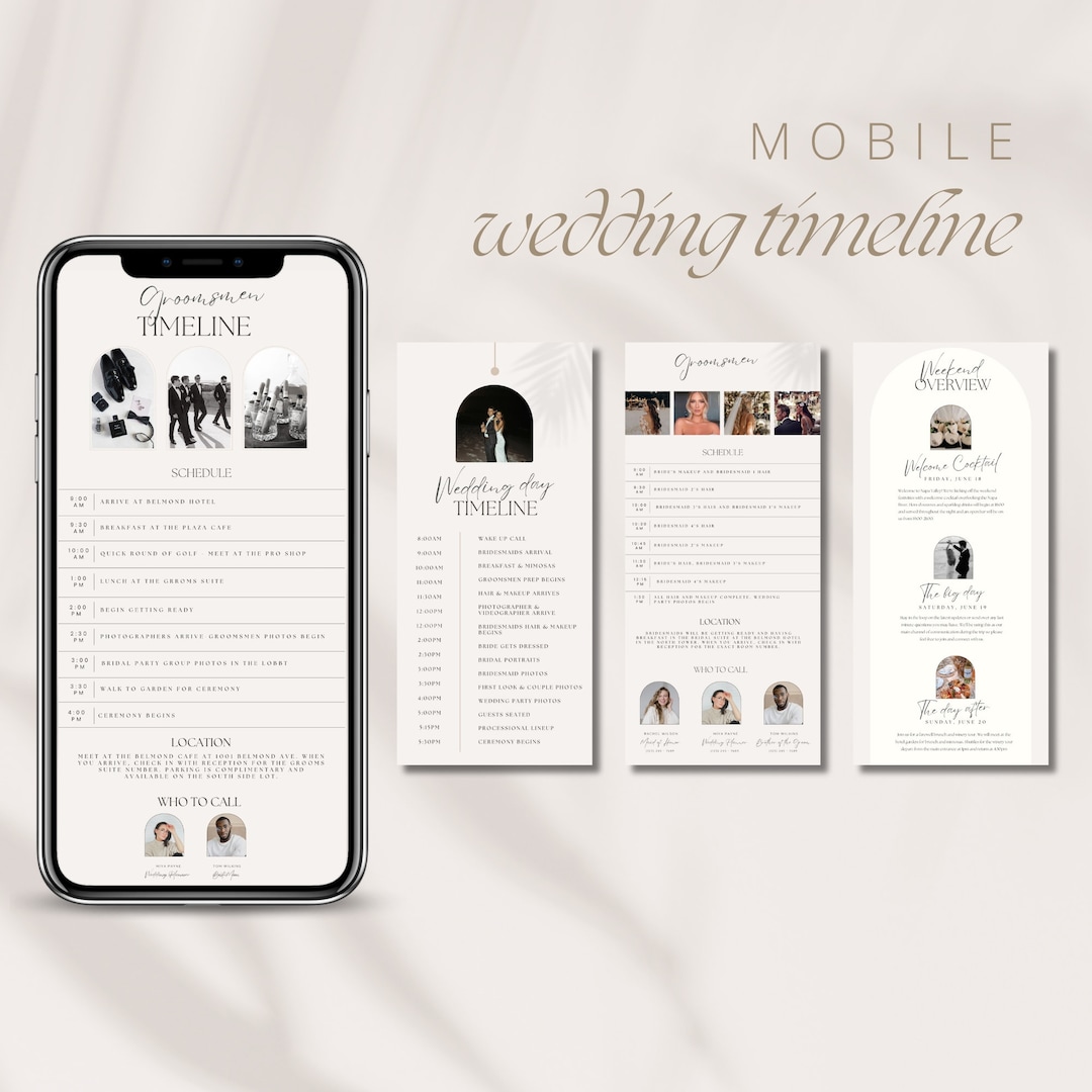 Wedding Party Timeline Template, Wedding Weekend Timeline, Wedding Day ...