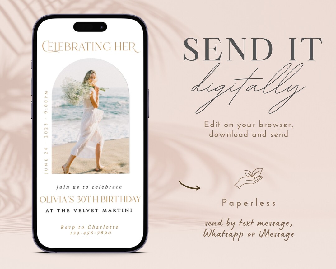 Digital Birthday Party Invitation, Electronic Birthday Invitation ...