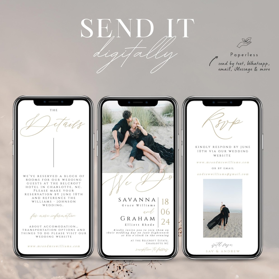 Digital Wedding Invitation, Electronic Wedding Invitation, Summer ...