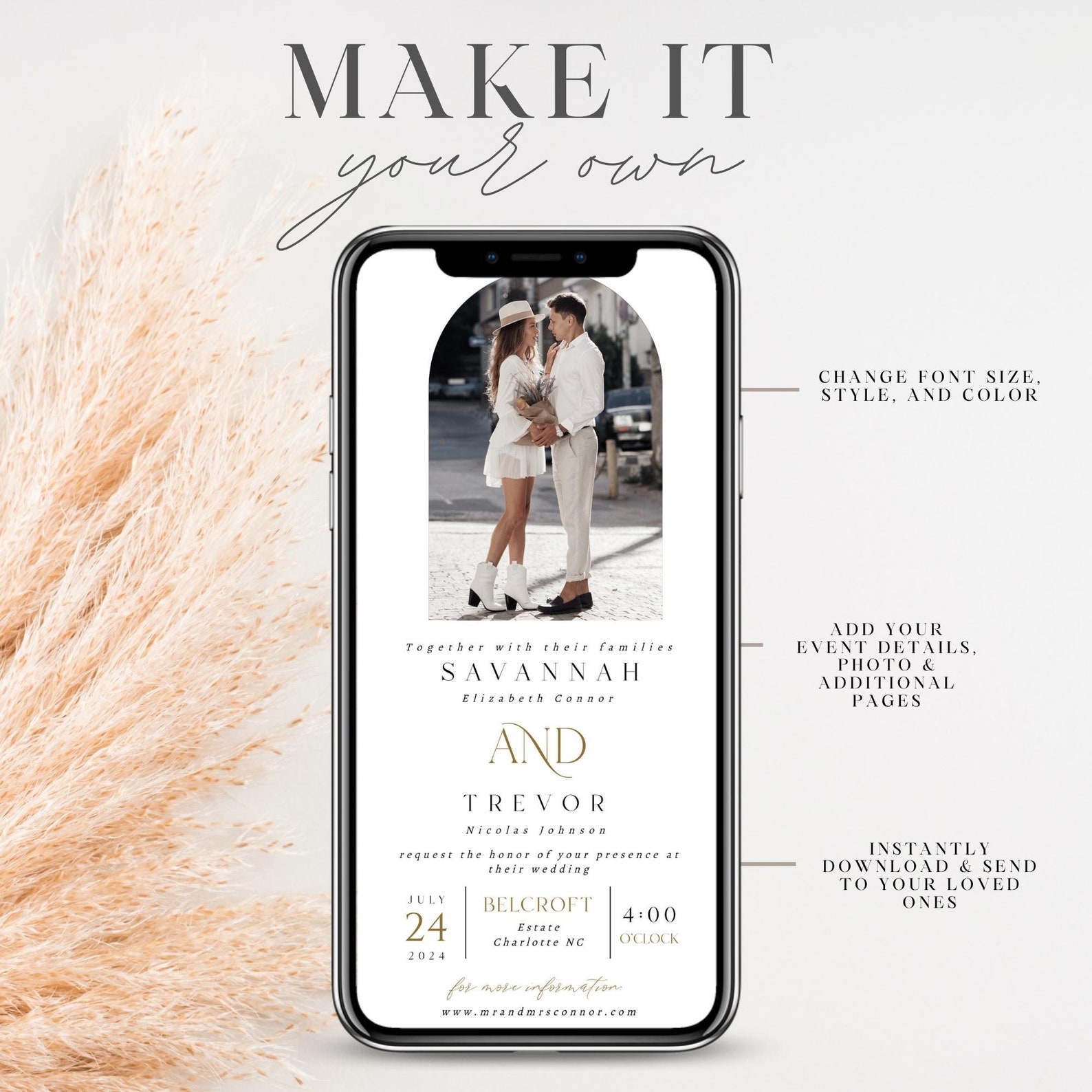 Digital Wedding Invitation, Electronic Wedding Invitation, Wedding ...