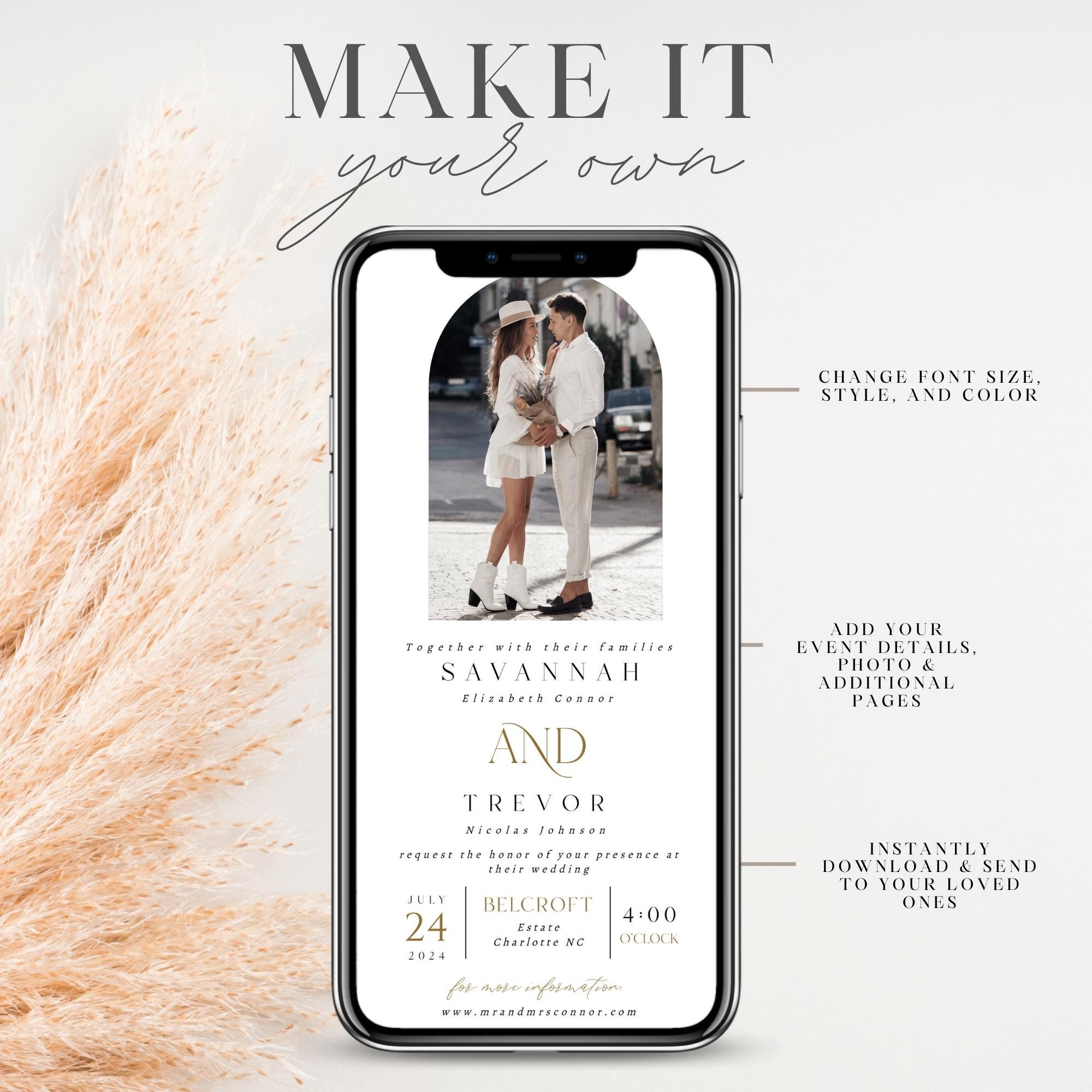 Digital Wedding Invitation, Electronic Wedding Invitation, Wedding ...