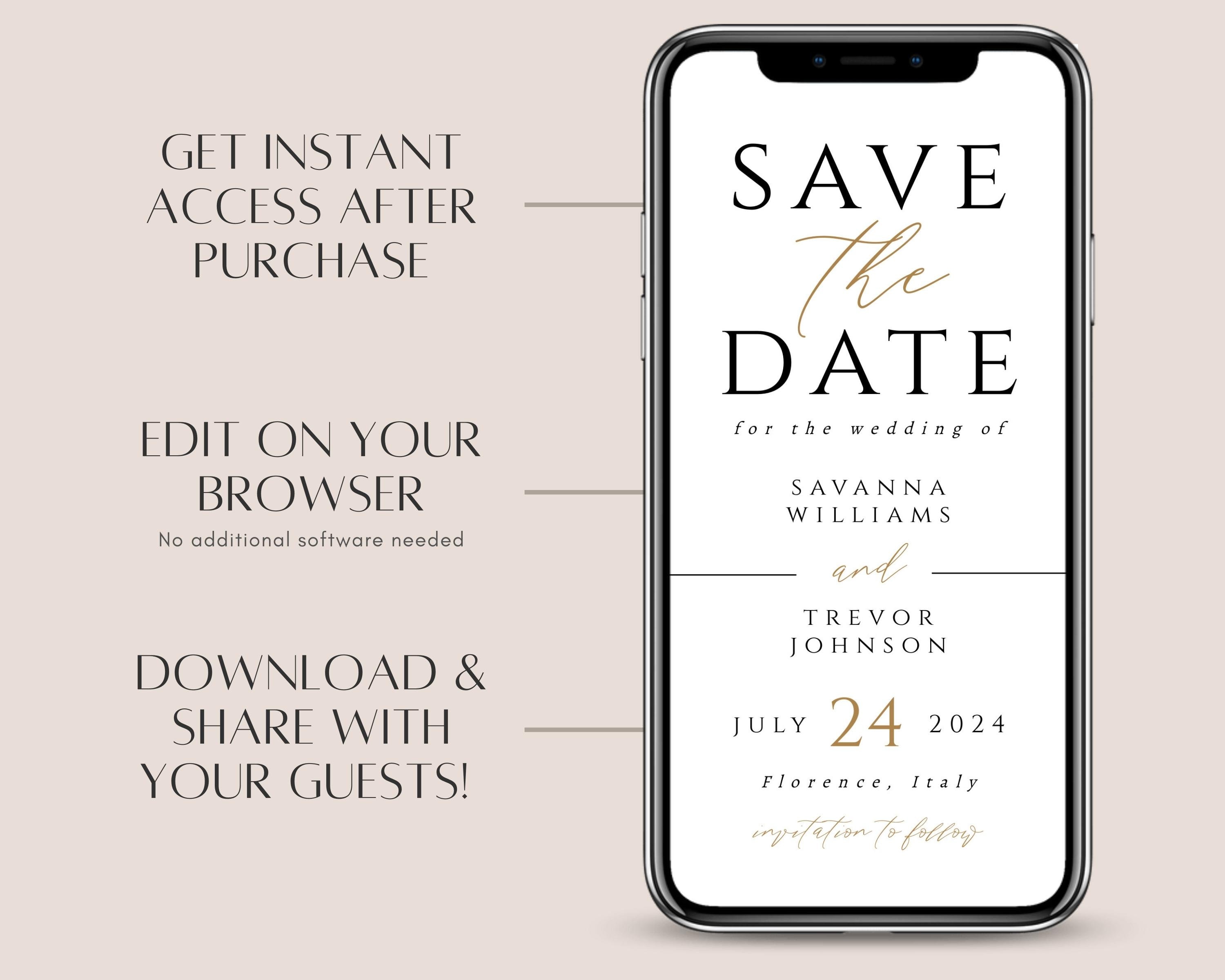 Electronic Save the Date Template Modern Save the Date - Etsy
