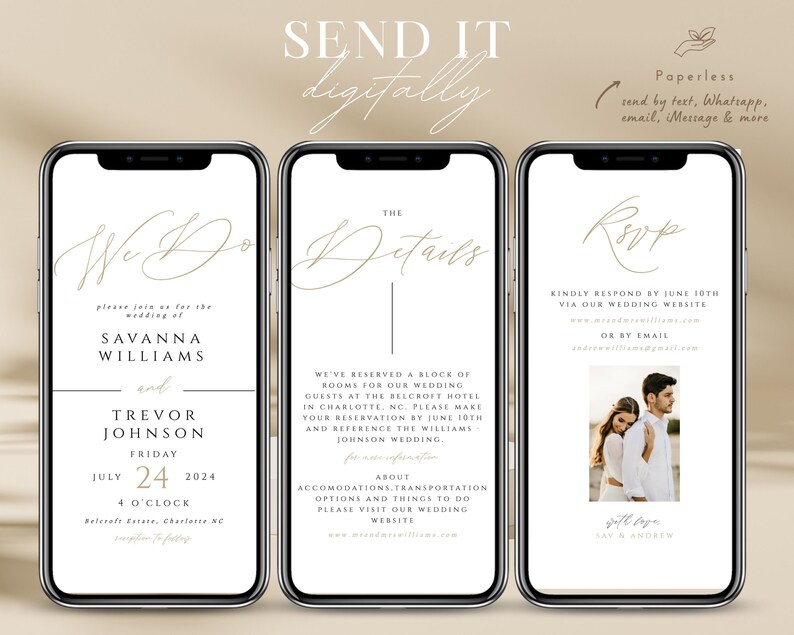Digital Wedding Invitation Electronic Wedding Invitation - Etsy