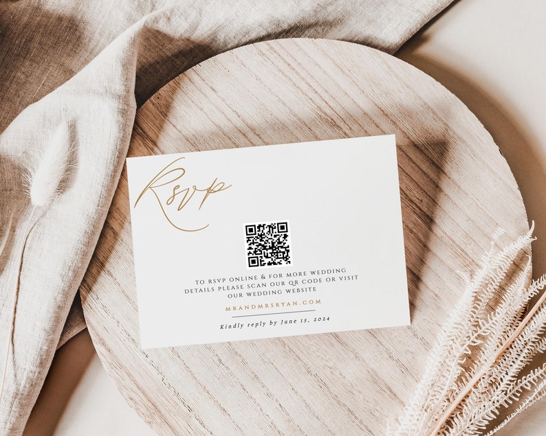 Minimal Wedding Invites With QR Code, Minimalist Wedding Invite Suite ...