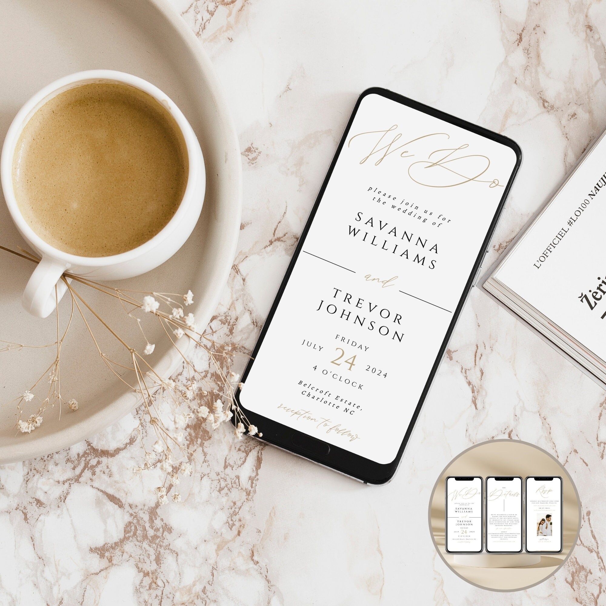 Digital Wedding Invitation and Sign Bundle, Editable Templates ...