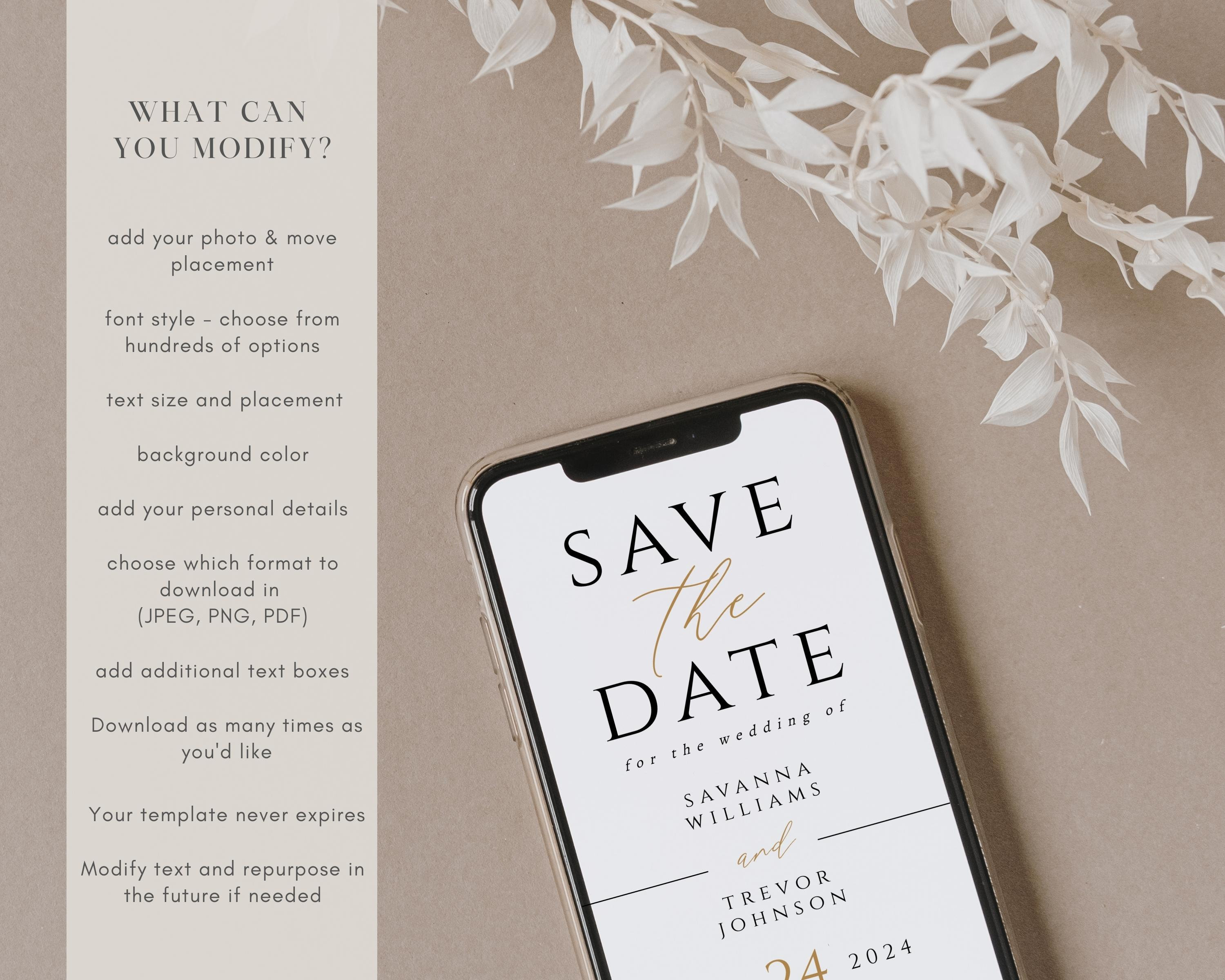 Electronic Save the Date Template Modern Save the Date - Etsy