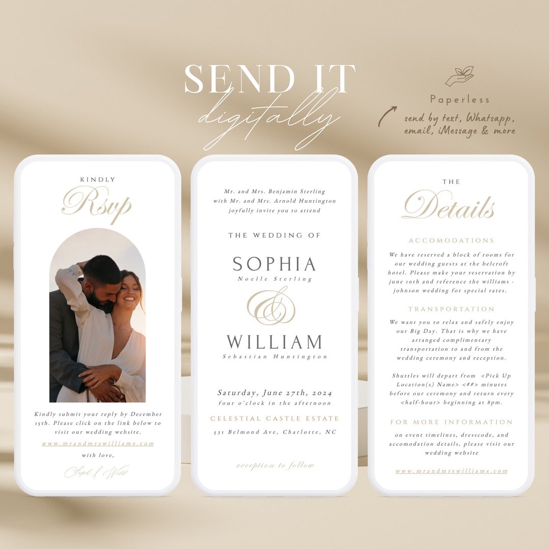 Digital Wedding Invitation, Electronic Wedding Invitation, Wedding ...