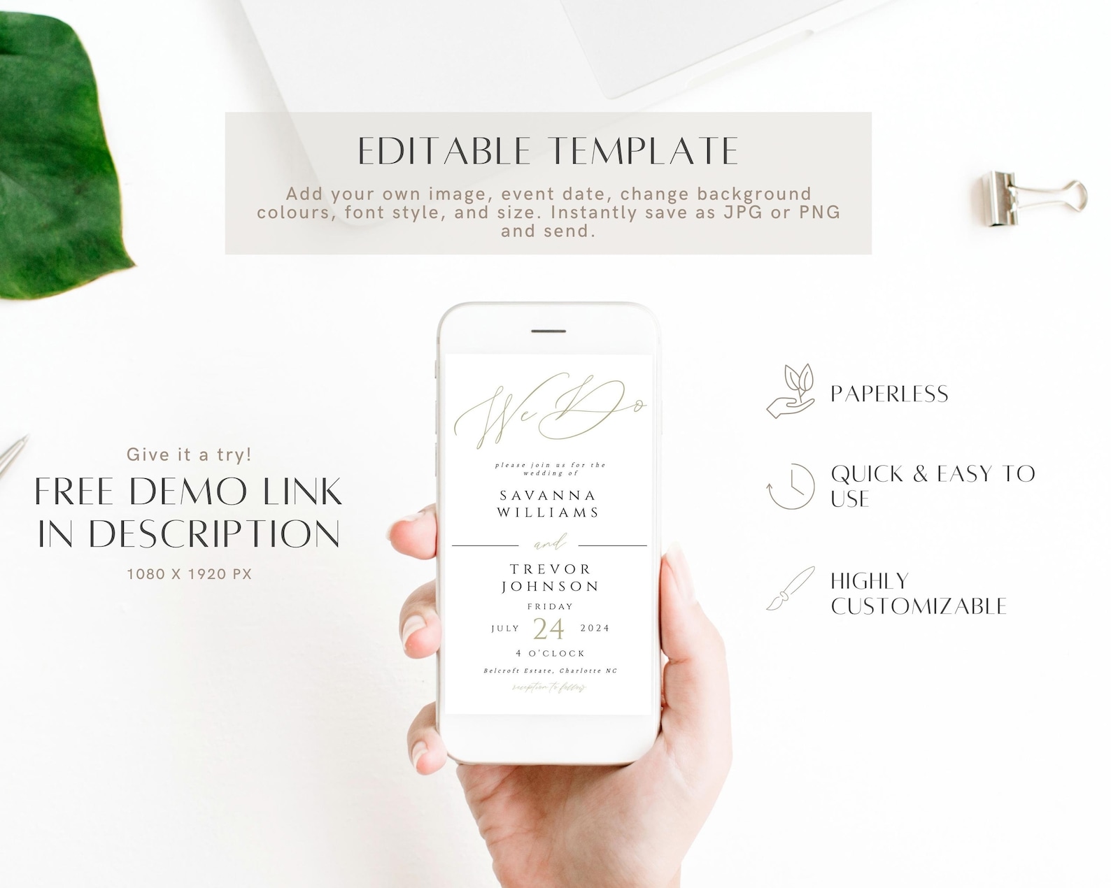 Digital Wedding Invitation Electronic Wedding Invitation - Etsy