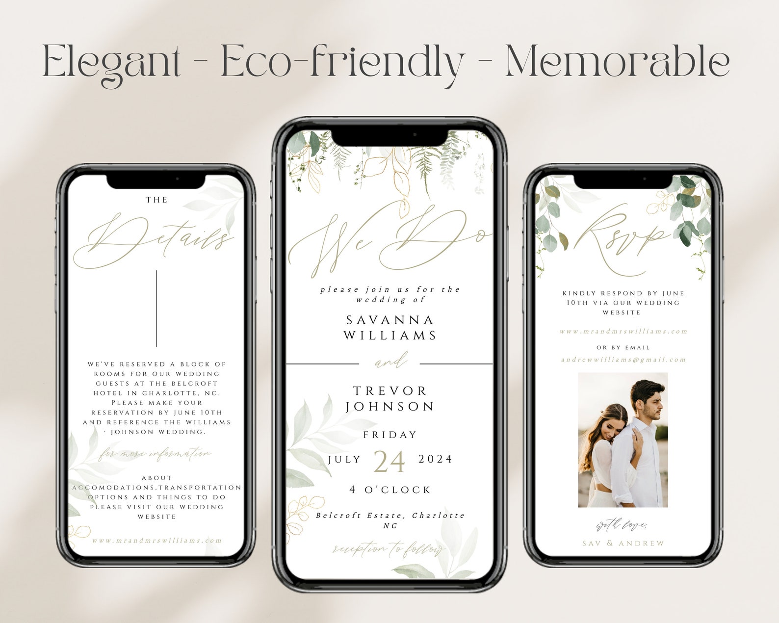 Eco Friendly Digital Wedding Invitation, Online Invitation Template ...