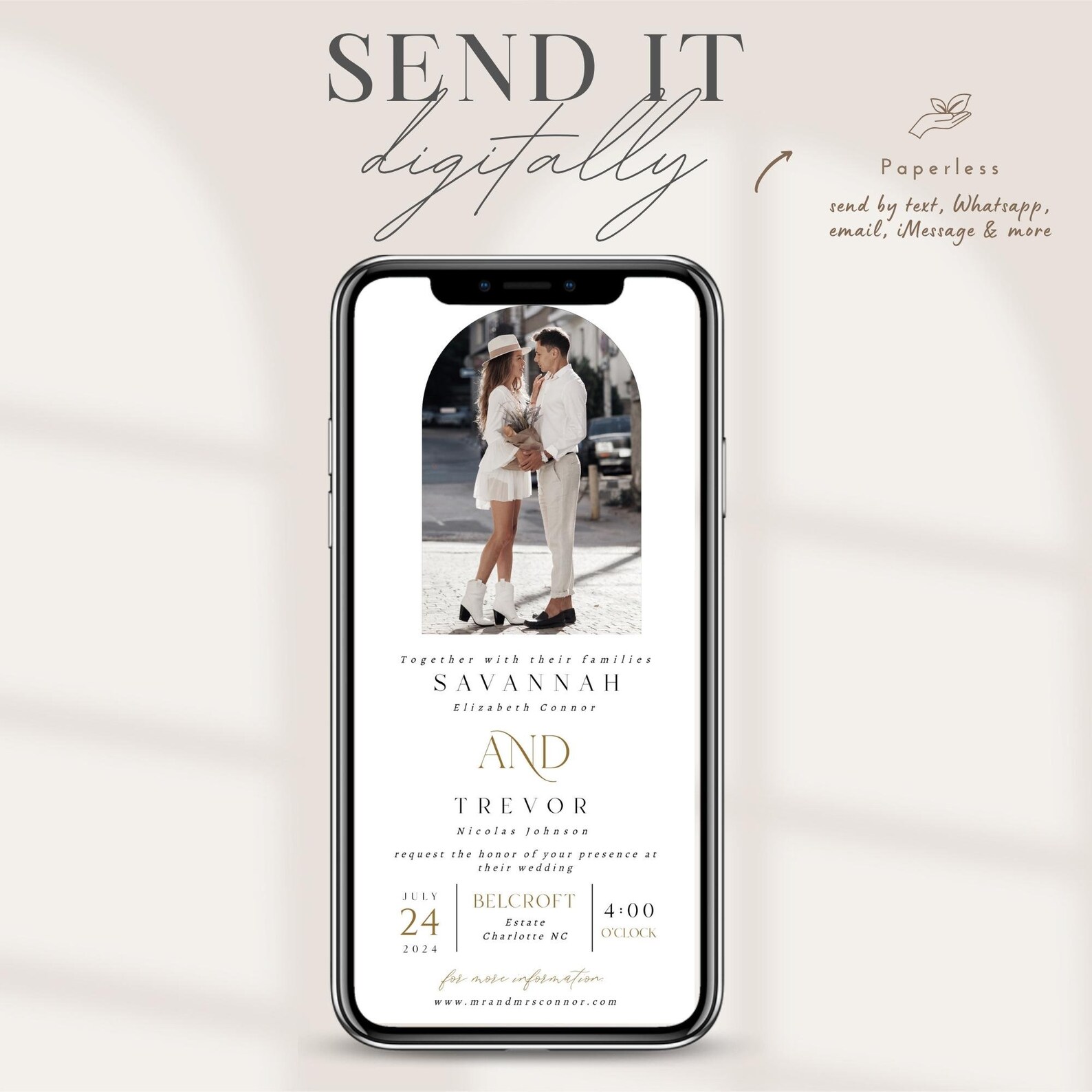 Digital Wedding Invitation, Electronic Wedding Invitation, Wedding ...