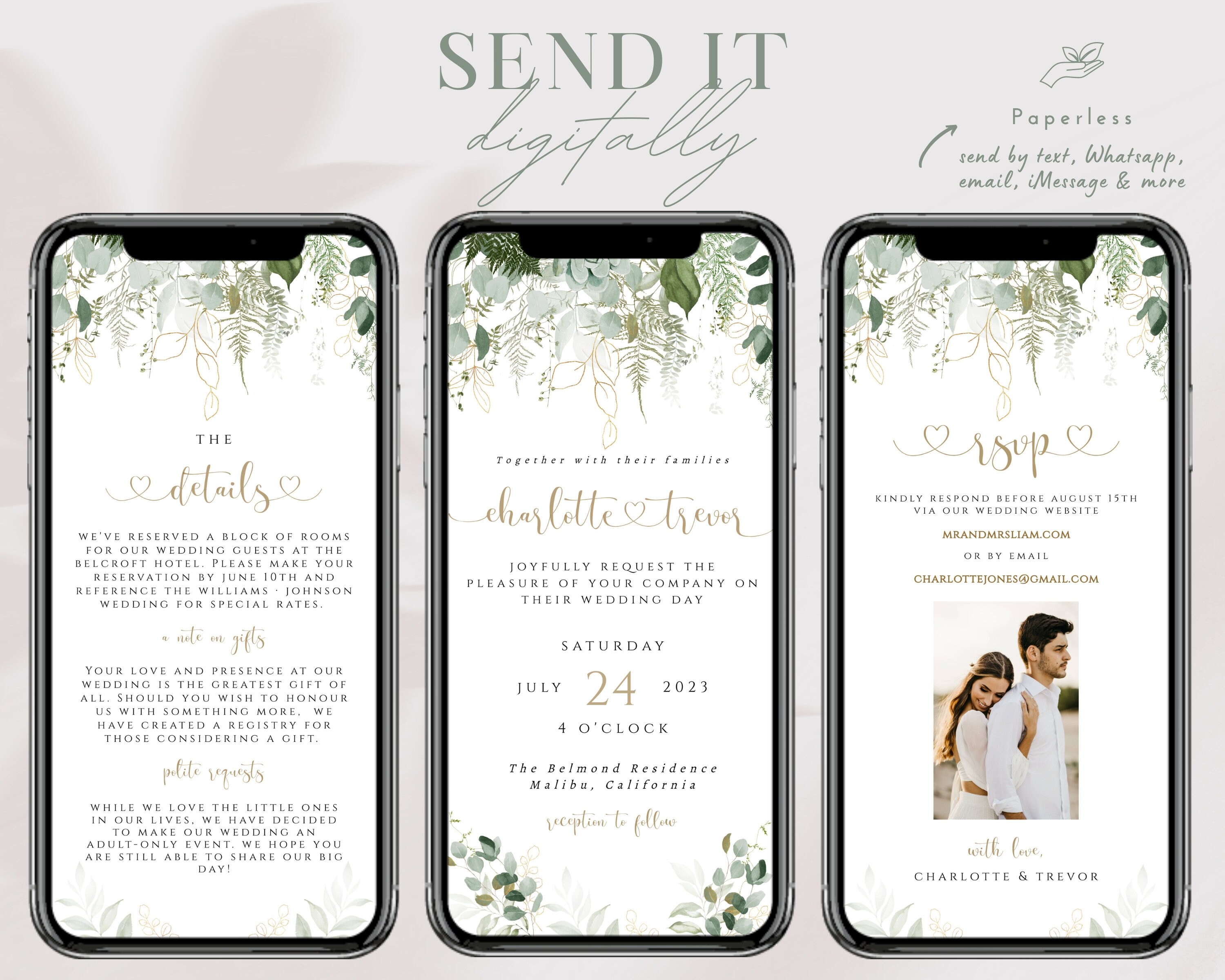 Custom Digital Wedding Invitation, Online Invitation, Electronic ...