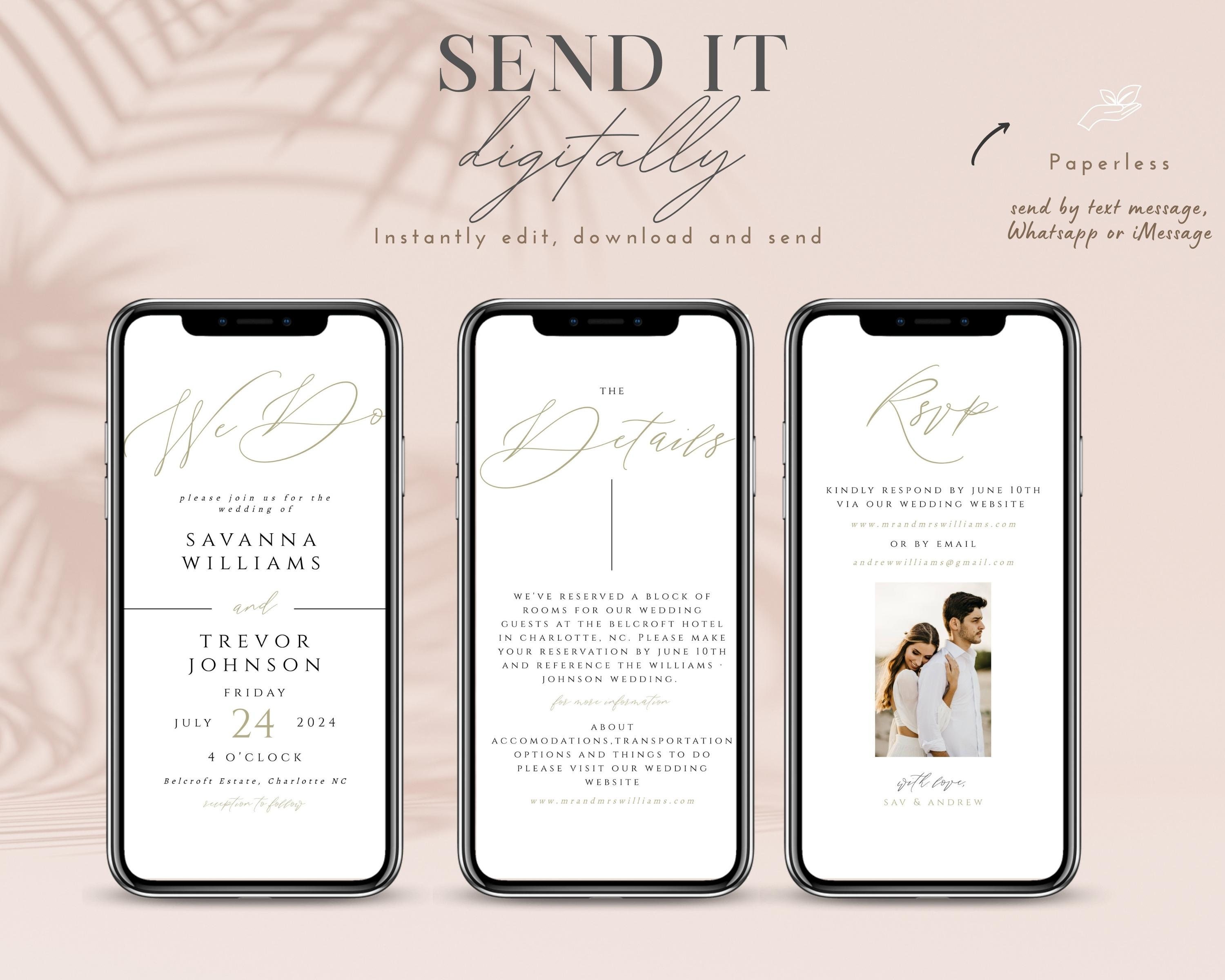 Digital Wedding Invitation Electronic Wedding Invitation - Etsy