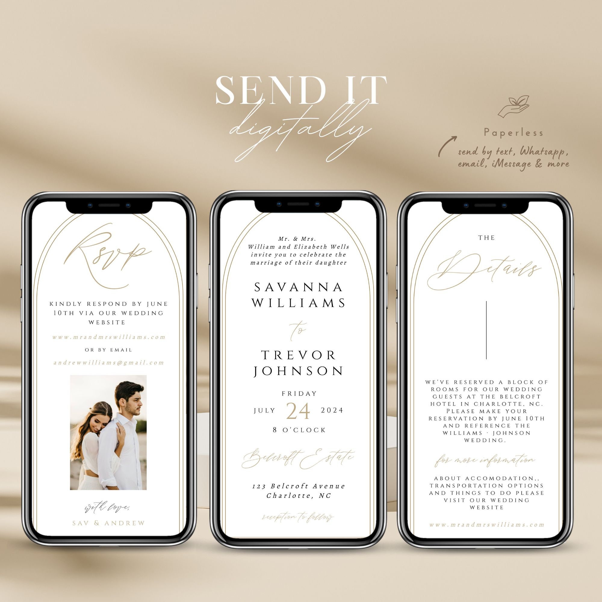 Digital Wedding Invitation, Electronic Wedding Invitation, Wedding ...