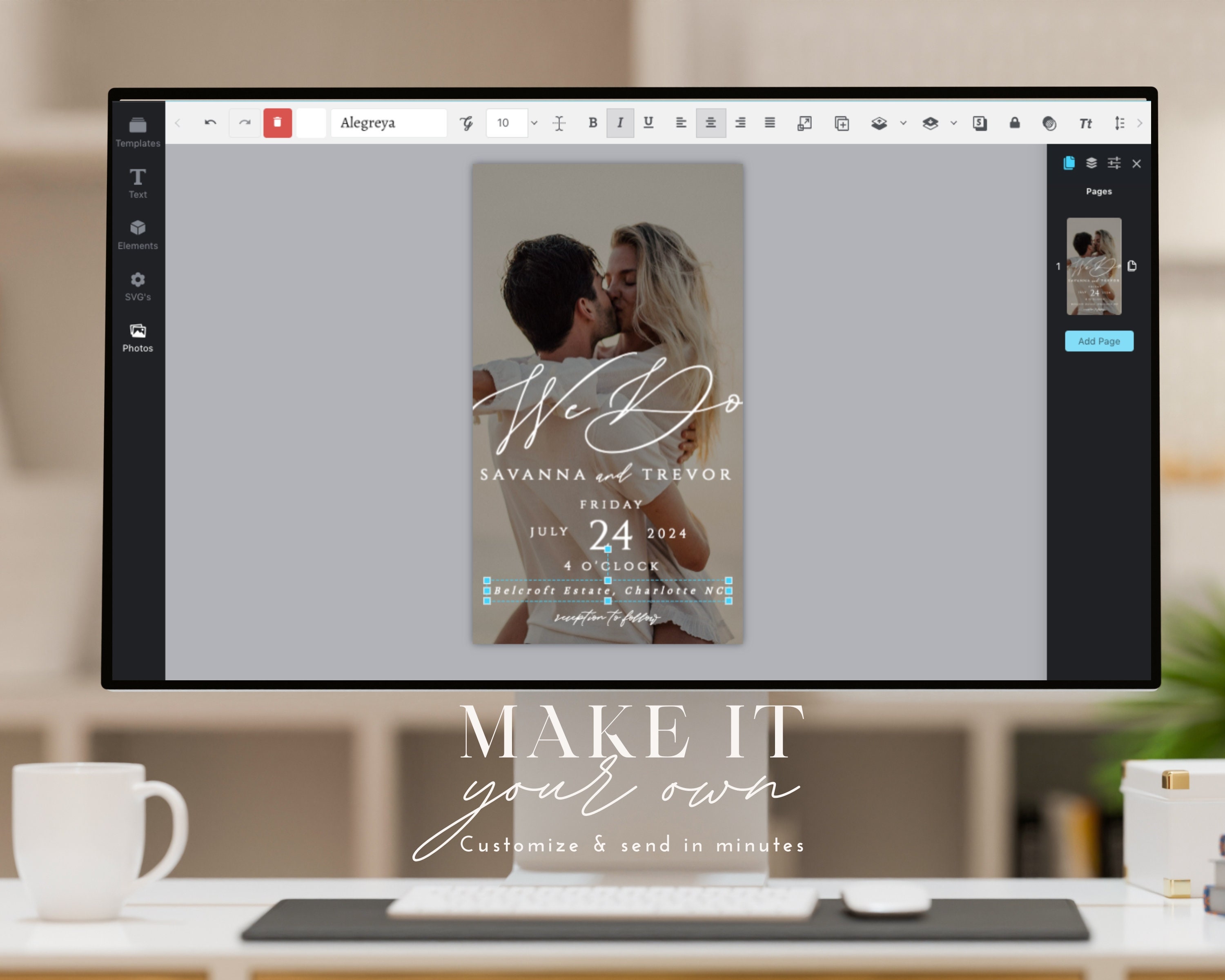 Digital Wedding Invitation, Electronic Wedding Invitation, Wedding ...