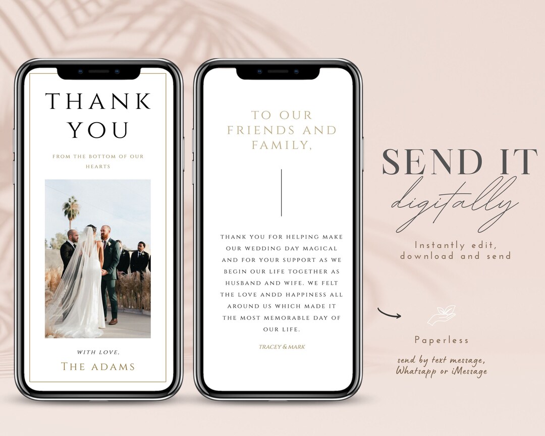 Electronic Wedding Thank You Card: Minimalist Photo Design (digital ...