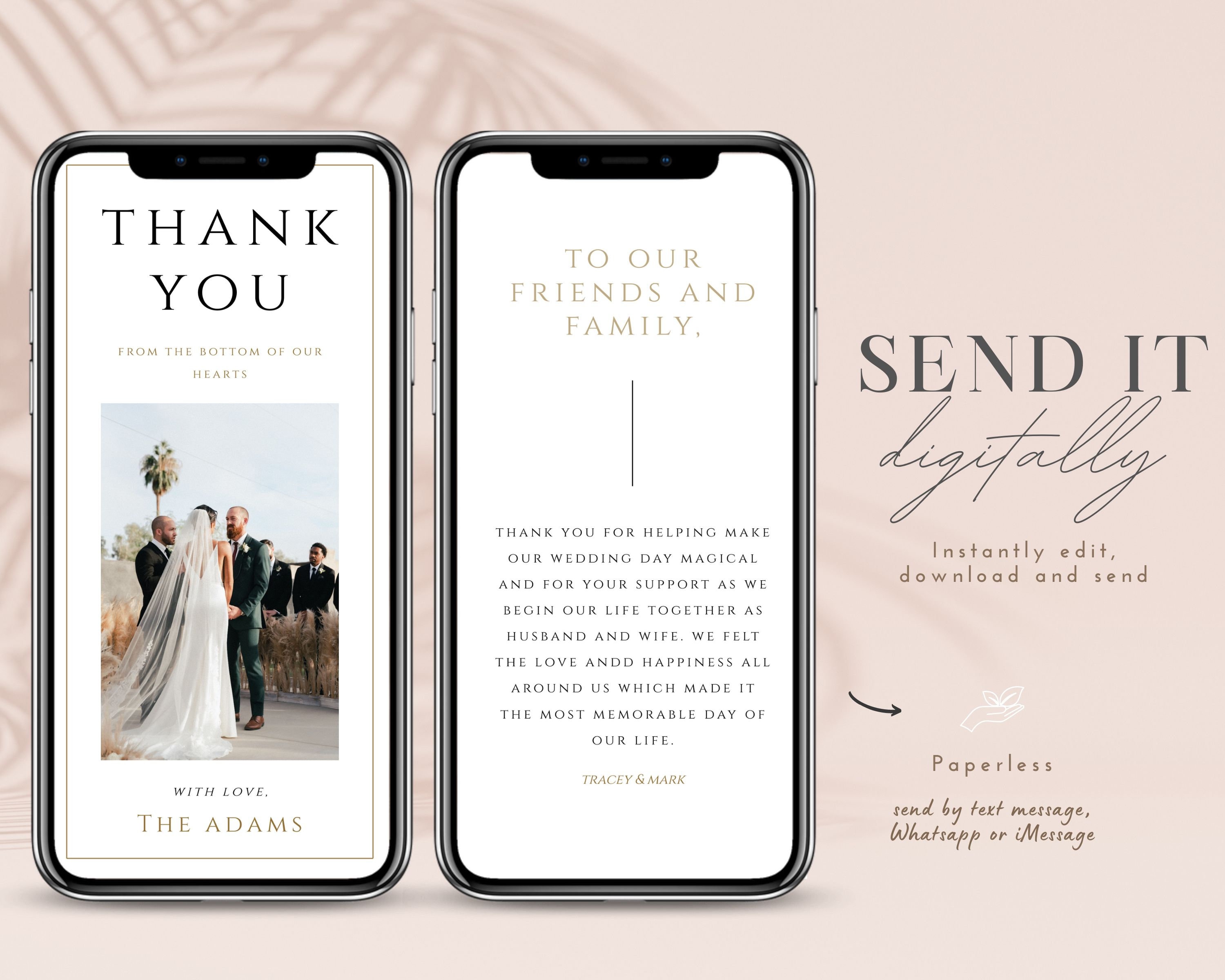 Electronic Wedding Thank You Card, Digital Wedding Thank You Card With ...