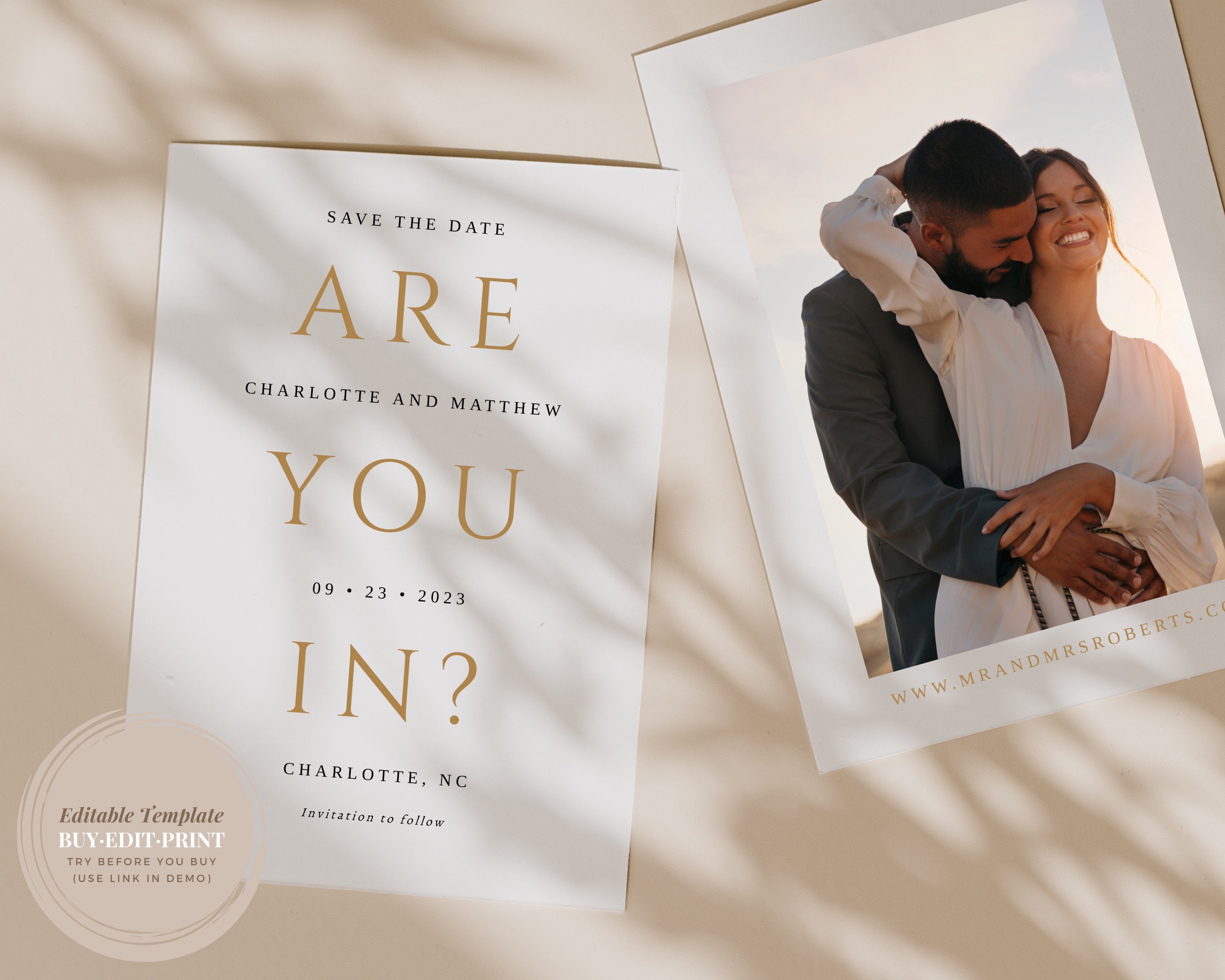 PDF Save the Date, Digital Save the Date Template With Photo, Double ...