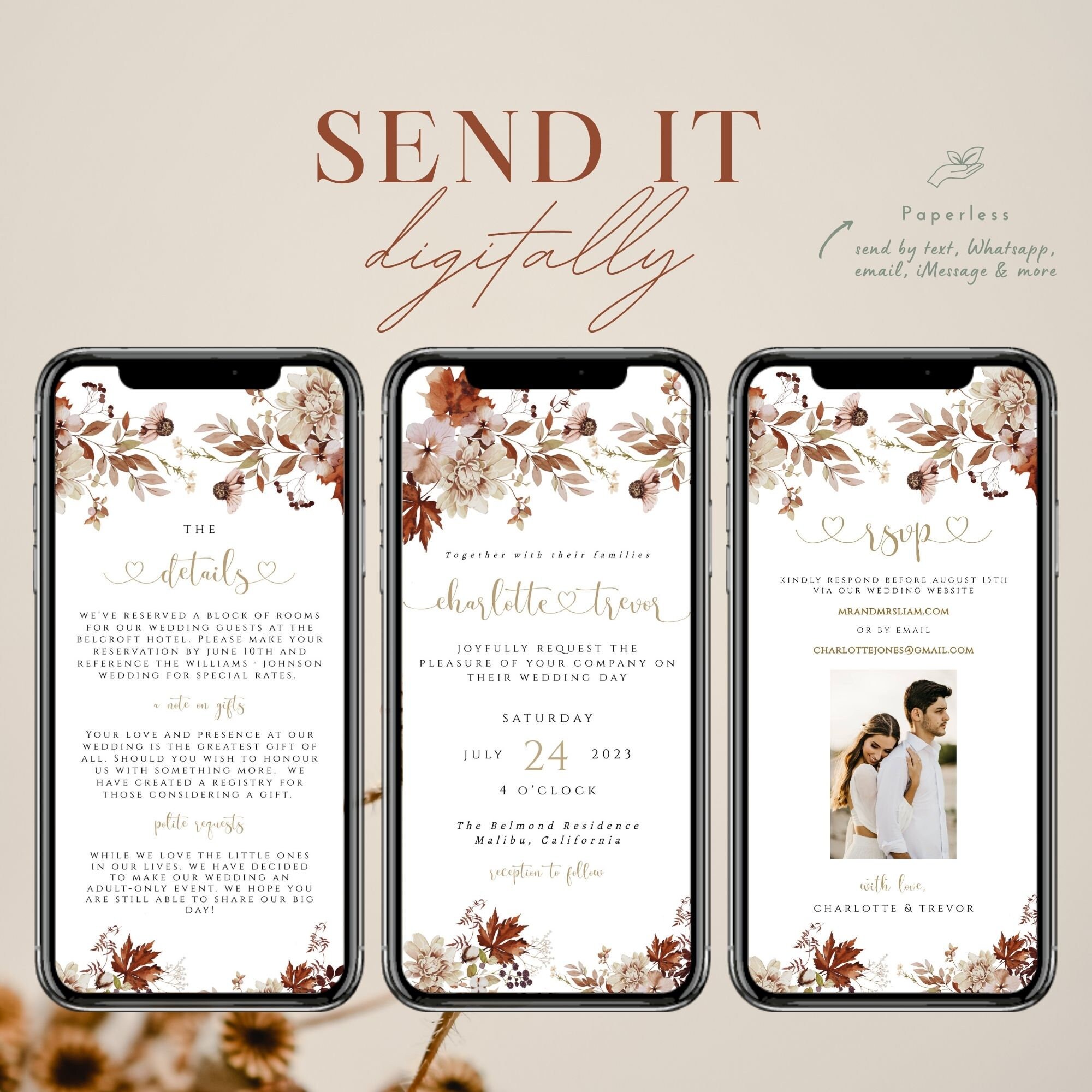 Electronic Wedding Invitation, Digital Wedding Invitation Template ...