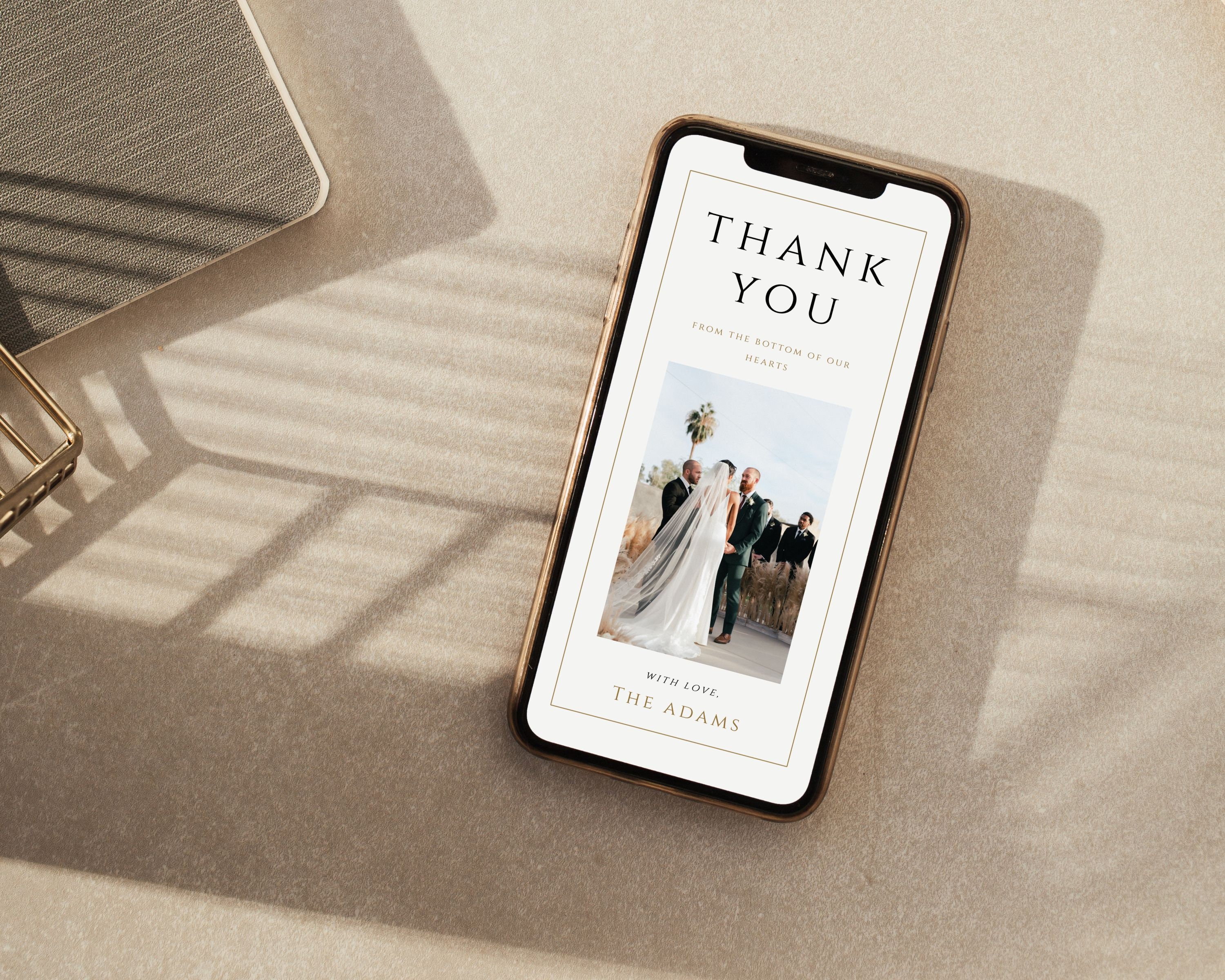 Electronic Wedding Thank You Card, Digital Wedding Thank You Card With ...