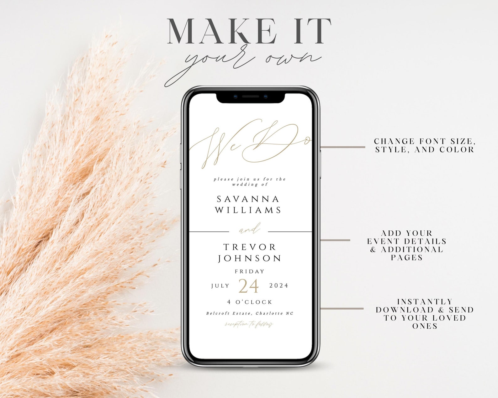 Digital Wedding Invitation Electronic Wedding Invitation - Etsy