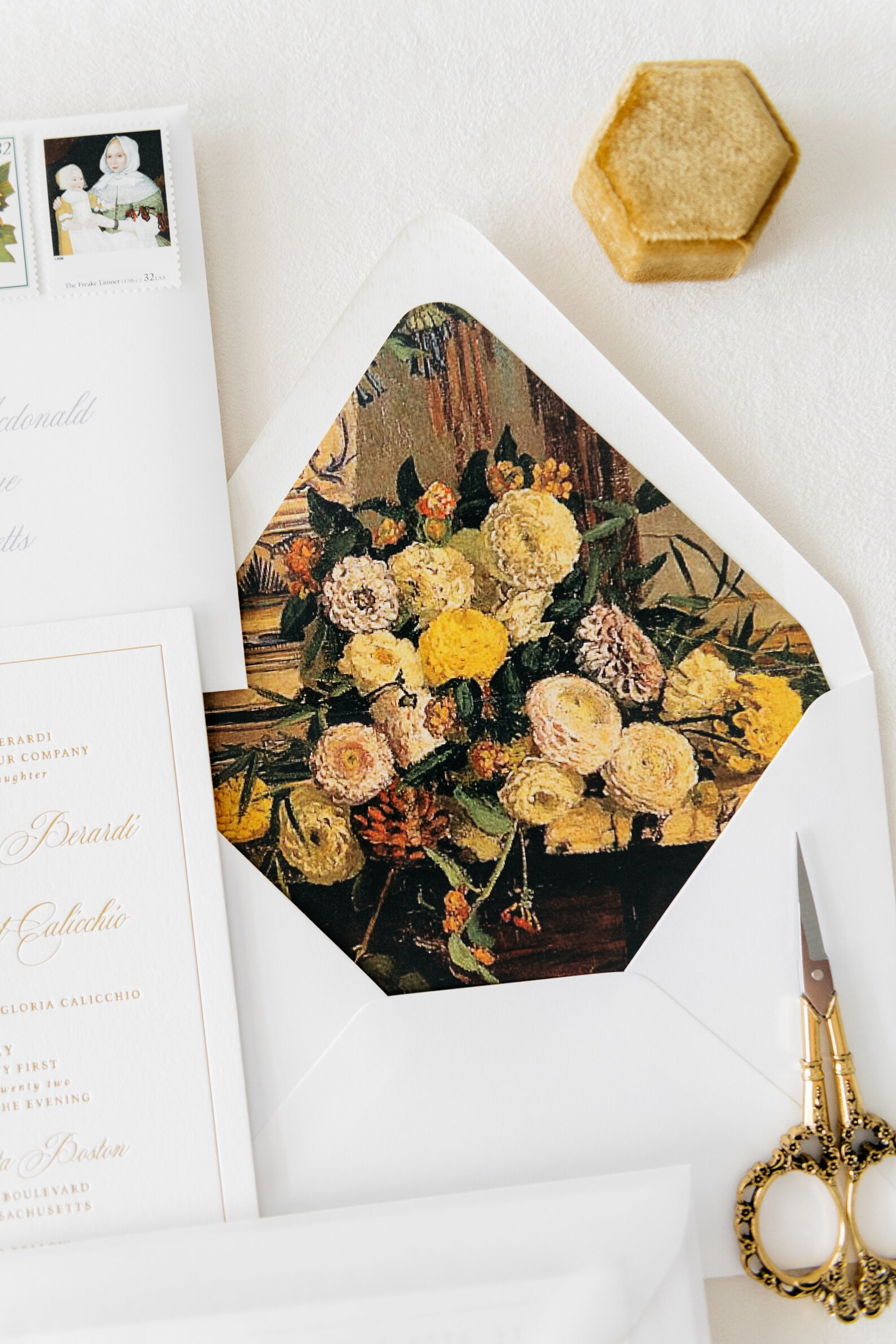 Gold Flowers Envelope Liner Instant Download Printable - Etsy
