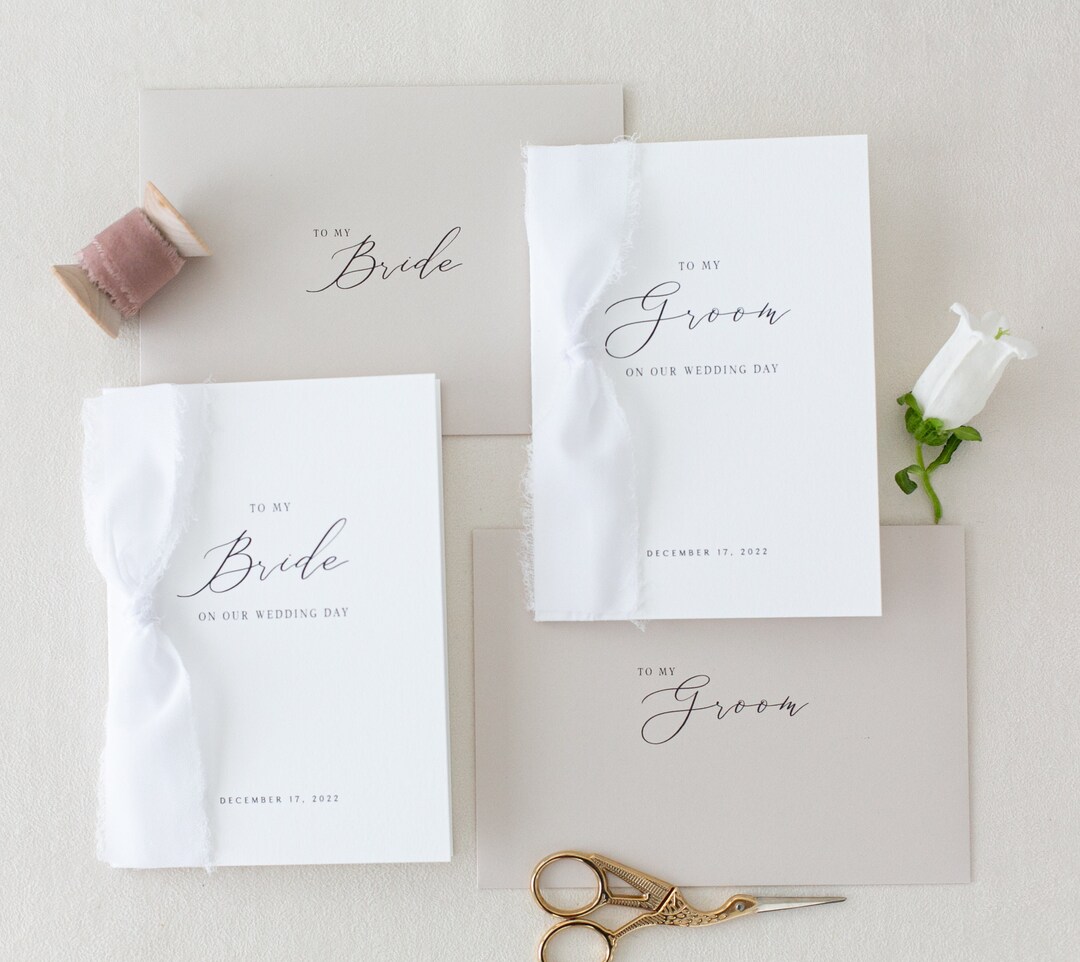 Personalized "to My" Bride and Groom Cotton Paper Cards | Wedding Card ...