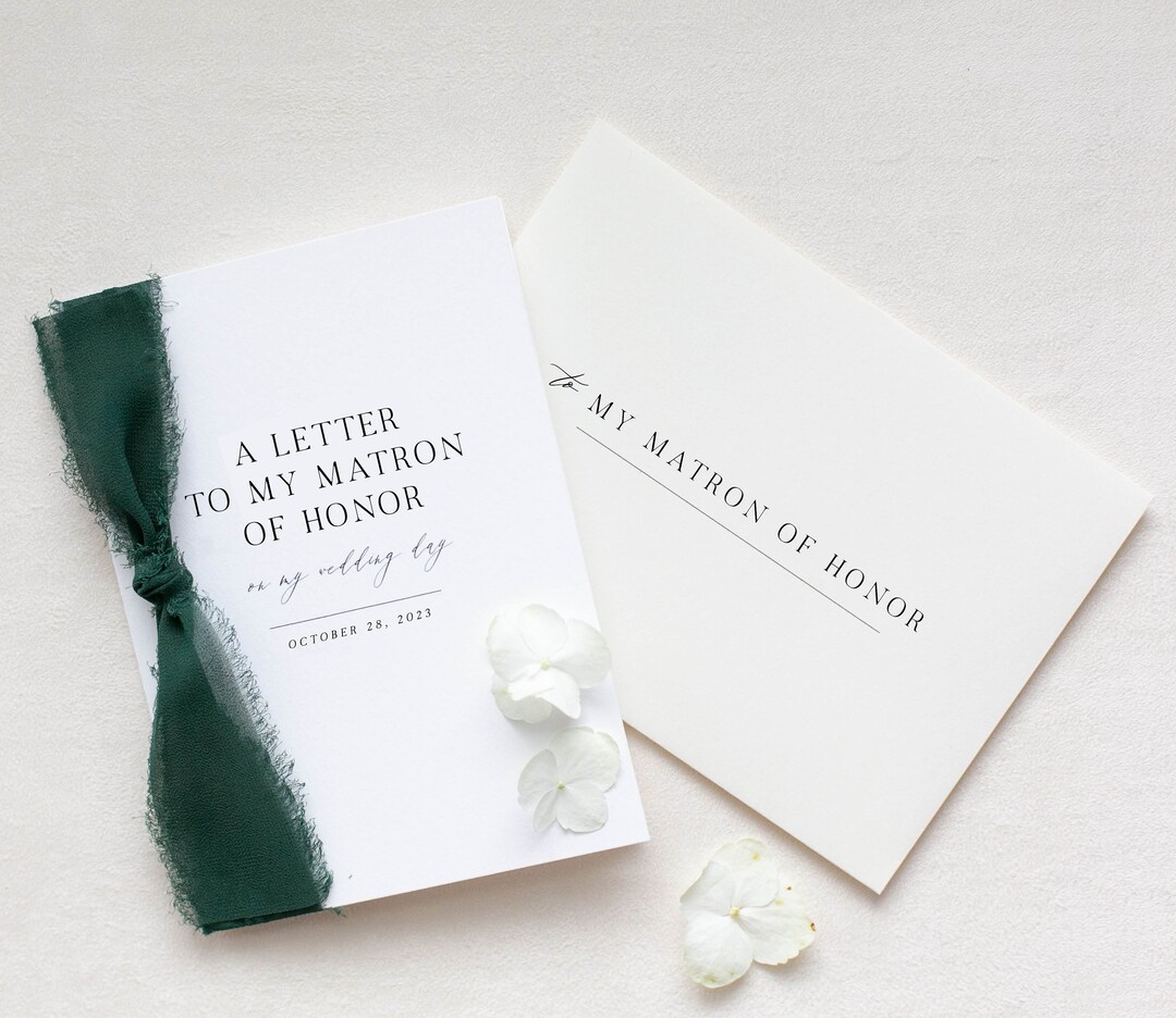 Personalized "to My" Matron of Honor Cotton Paper Card | Wedding Card ...