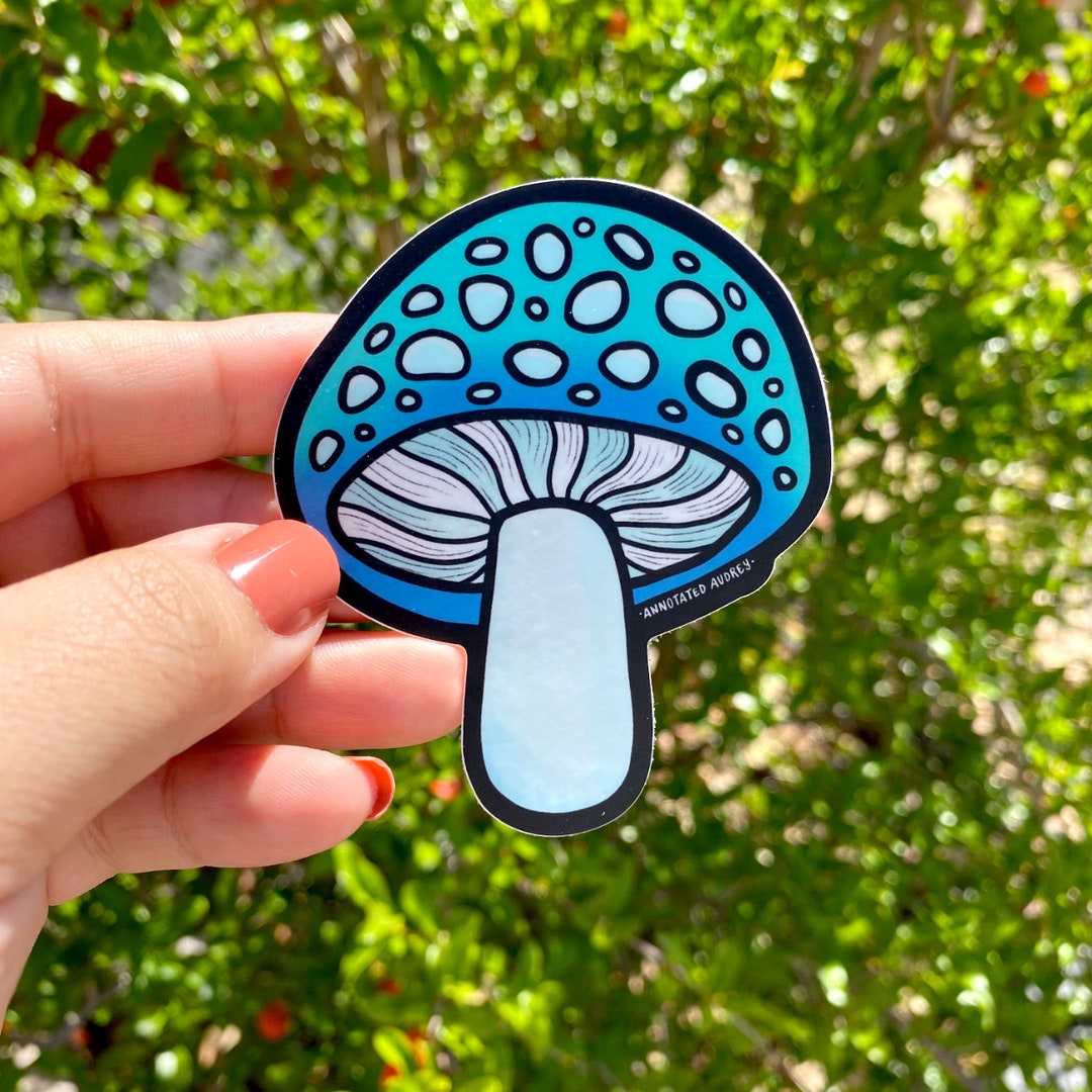 Blue Mushroom Vinyl Sticker: Weatherproof Laptop Decal - Etsy