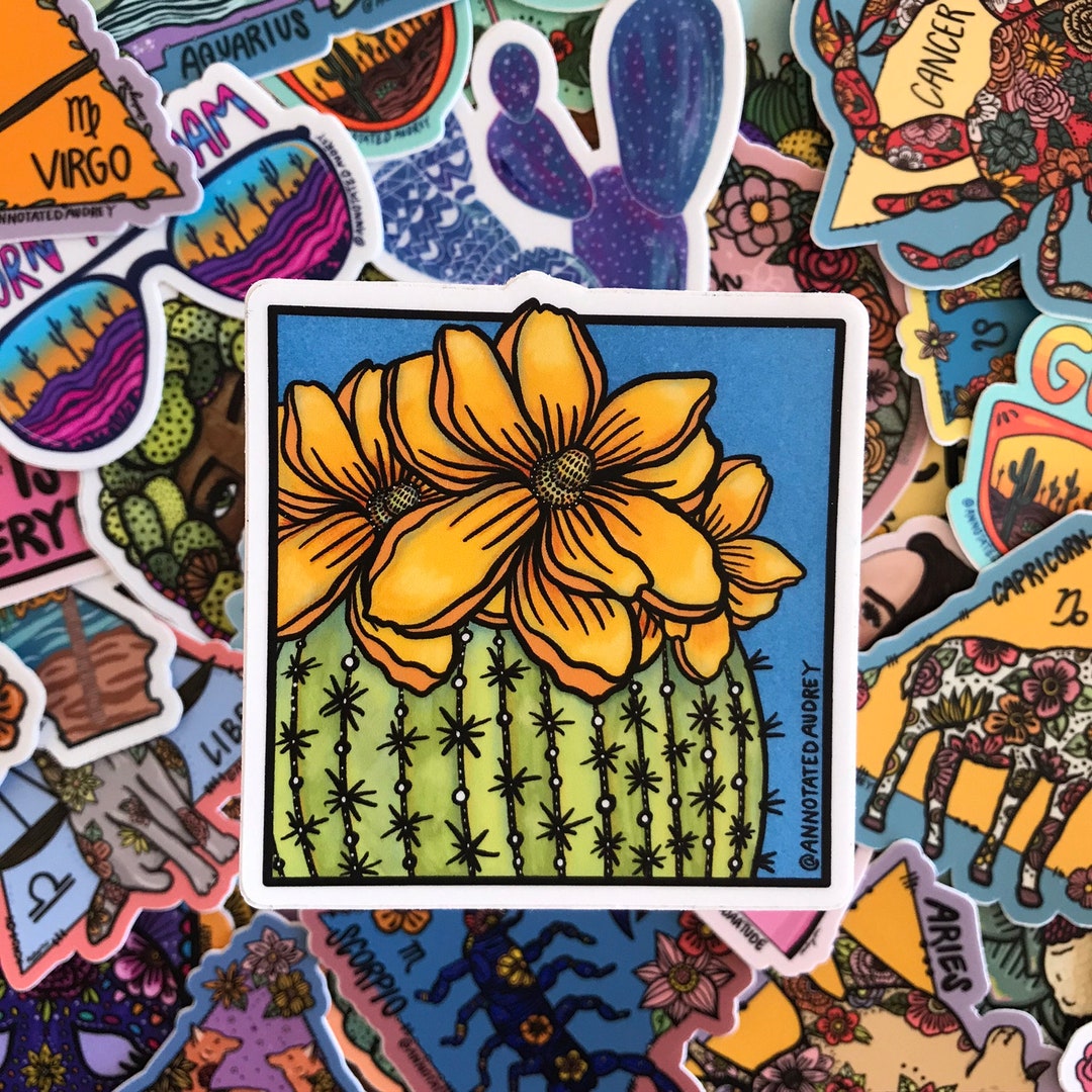 Cactus Flower Weatherproof Decal Sticker for Bullet Journals, Water ...