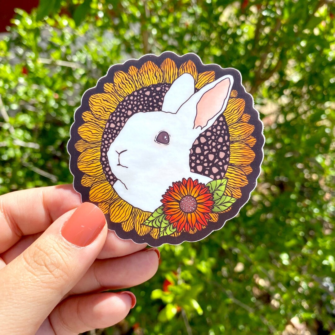 White Rabbit Weatherproof Vinyl Sticker| Rabbit Sticker| Decal for ...