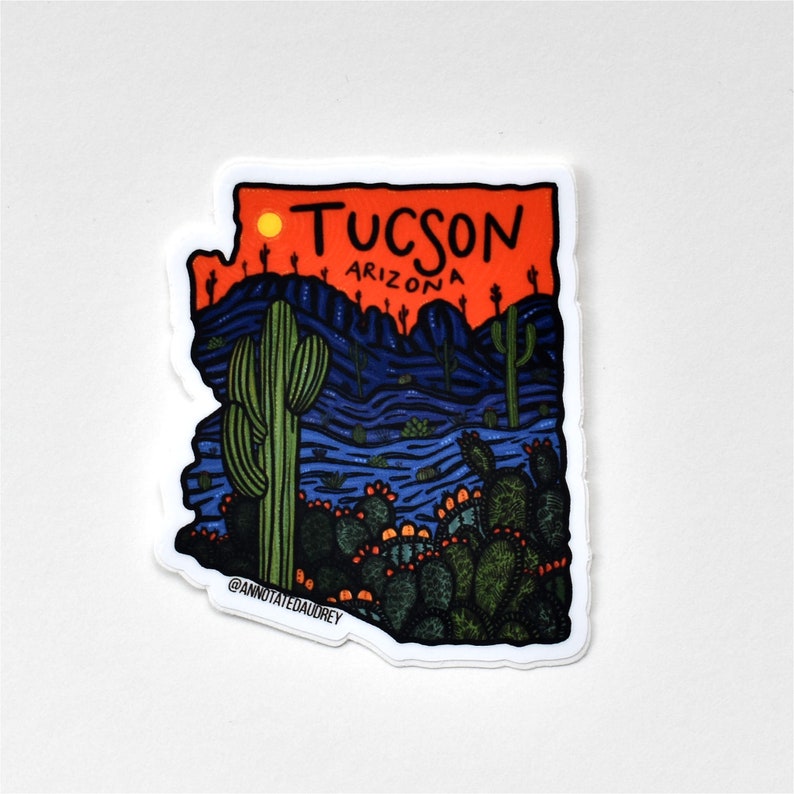 Vinyl Sticker | Red Tucson Arizona Weatherproof Decal Cactus Sticker - Etsy