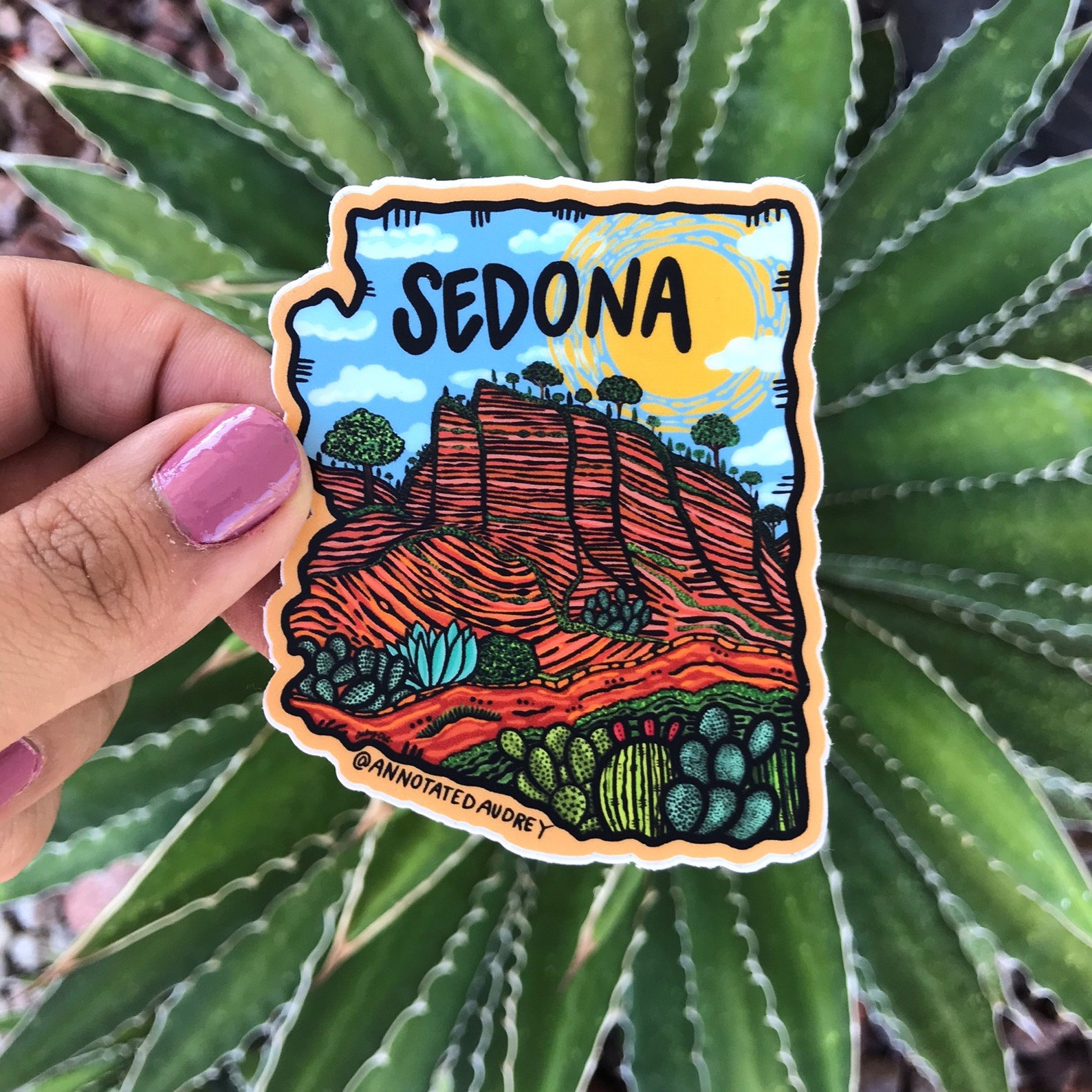 Vinyl Sticker Sedona Arizona Weatherproof Decal Cactus | Etsy