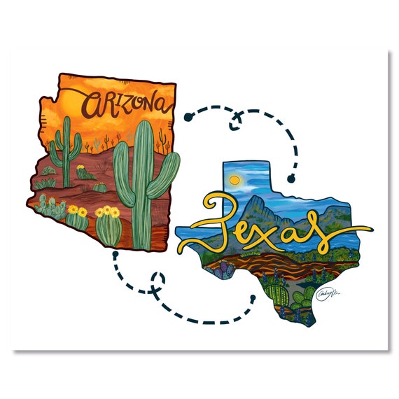 Art Print 8 X 10 arizona X Texas State to State - Etsy