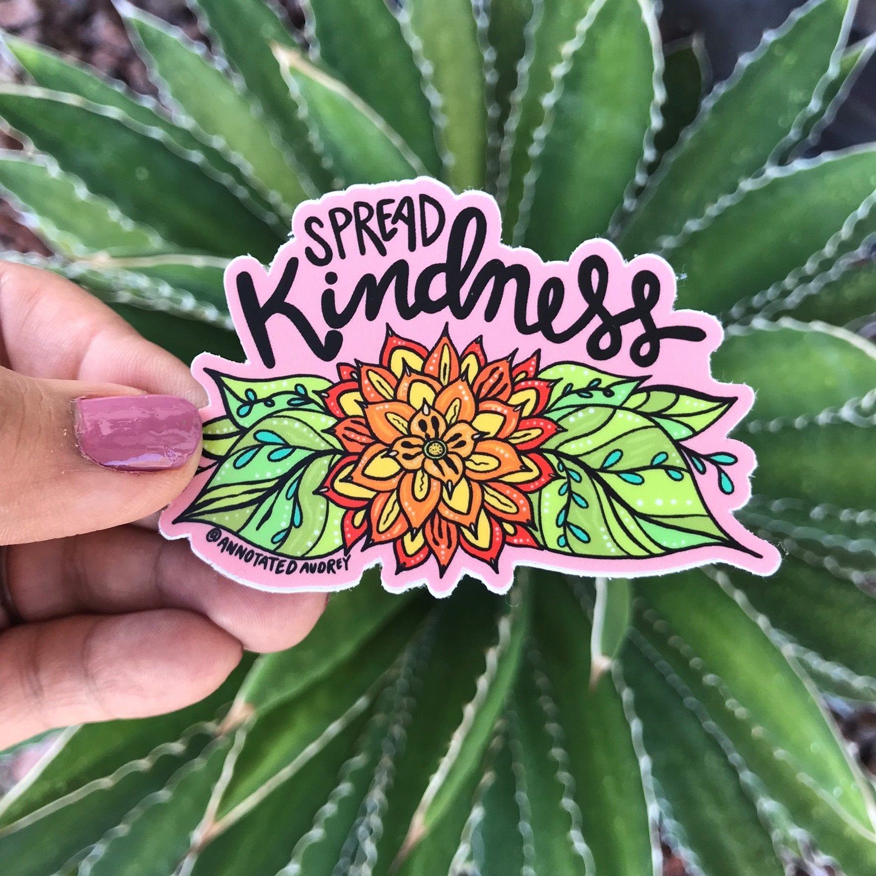 Vinyl Sticker Spread Kindness Weatherproof Decal Cactus - Etsy