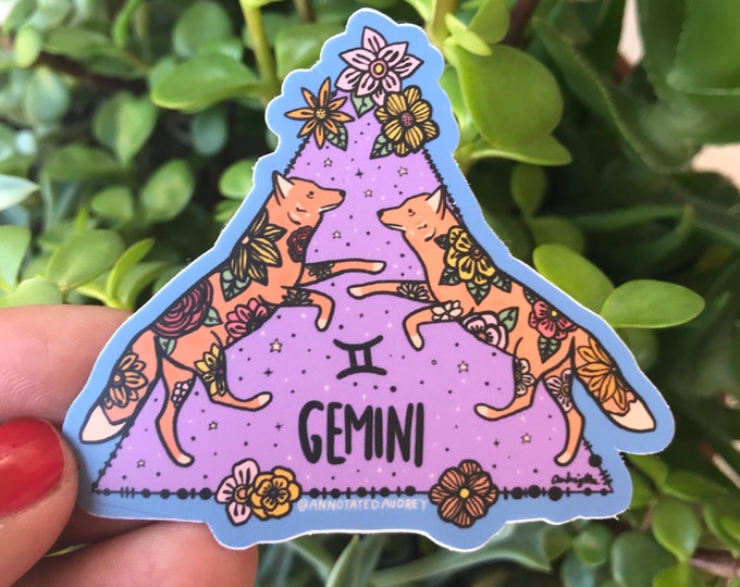Vinyl Sticker Gemini Zodiac Astrology Weatherproof Decal Cactus Sticker ...