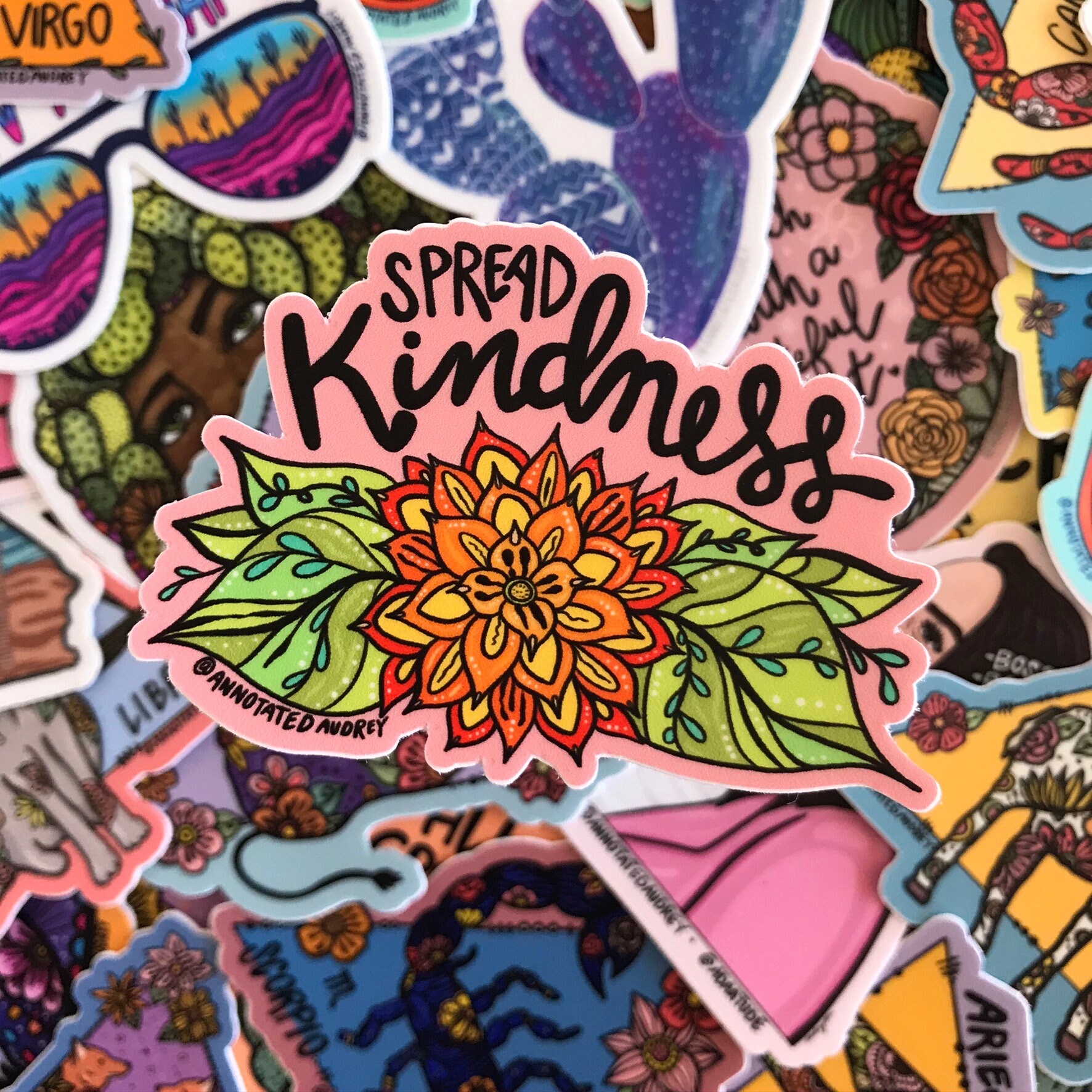 Vinyl Sticker Spread Kindness Weatherproof Decal Cactus | Etsy