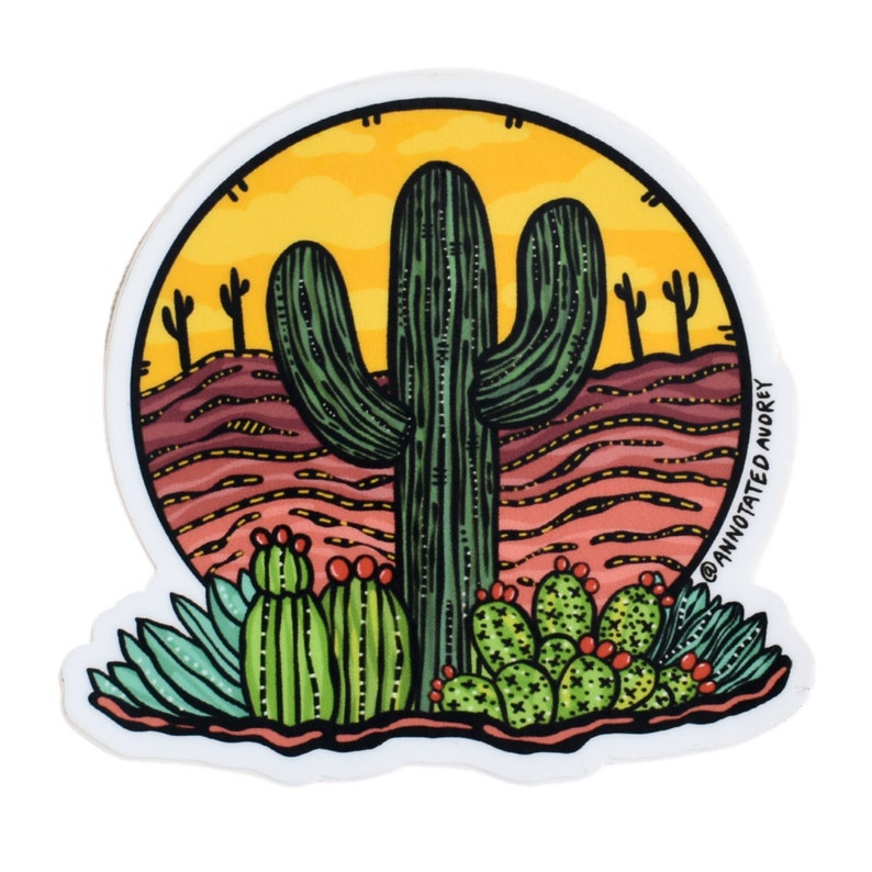 Saguaro Hug Cactus Weatherproof Vinyl Sticker - Etsy