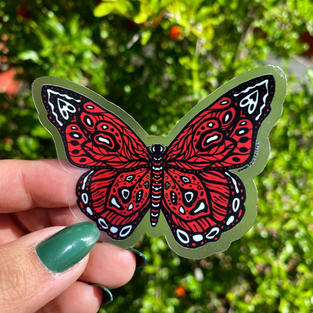 Clear Red Butterfly Weatherproof Transparent Decal Sticker ...