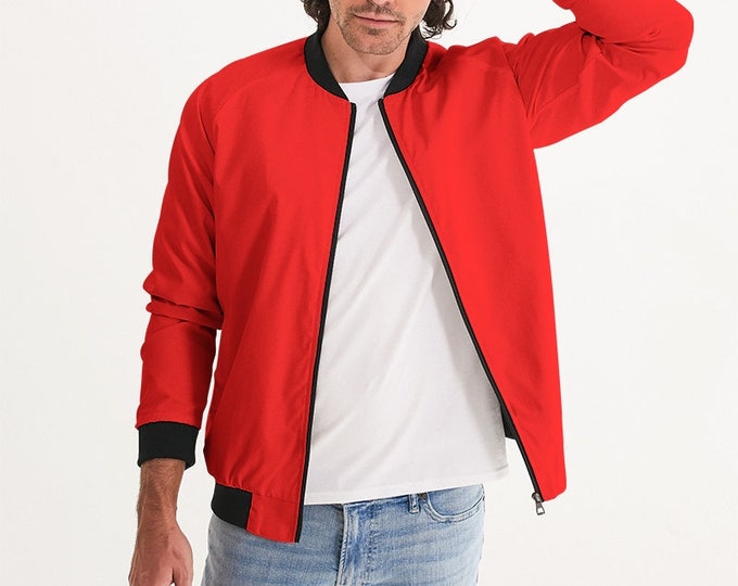 Men's Red Bomber Jacket - Etsy