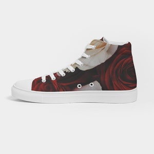 Women's Red and Ivory Rose Hightops - Etsy