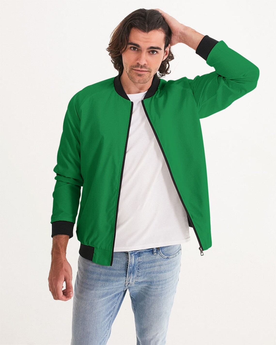 Men's Bomber Jacket Men's Green Bomber Jacket - Etsy