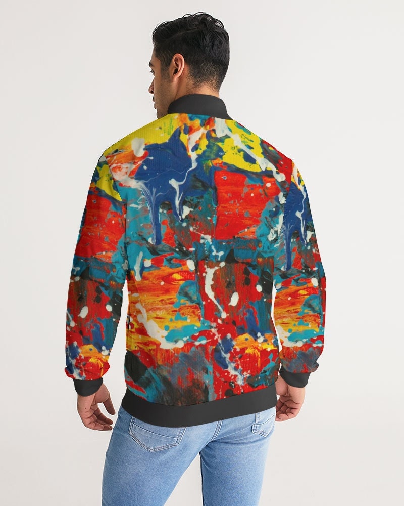 Men's Stripe-sleeve Splashed Track Jacket - Etsy