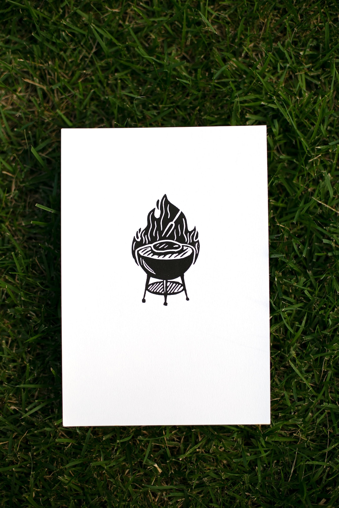 BBQ, Grill, Braai Linocut Print, 7x10" - Etsy