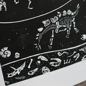 Digging for Dinos, Dinosaur Excavation Print, Linocut Poster 18x24 ...